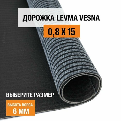 Дорожка ковровая на пол 0,8х15 м LEVMA VESNA в прихожую, серая, 5386569-0,8х15