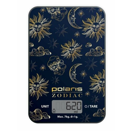 Весы кухонные Polaris PKS 0759DG, предел взвешивания до 7 кг, с прорезиненными ножками, сенсорное управление