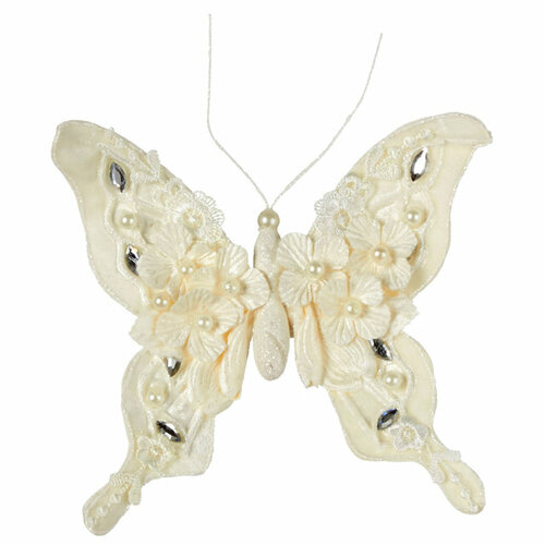 Noel Collection (Katherine’s Style) Елочная игрушка Бабочка Фонтенбло 18 см белая, клипса 1043855