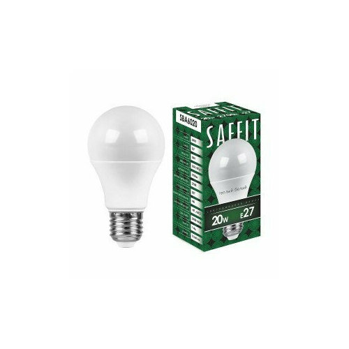 Светодиодная LED лампа Saffit ЛОН А60 E27 20W(1900Lm) 2700K 2K матовая 112x60 SBA6020 55013 (упаковка 10 штук)