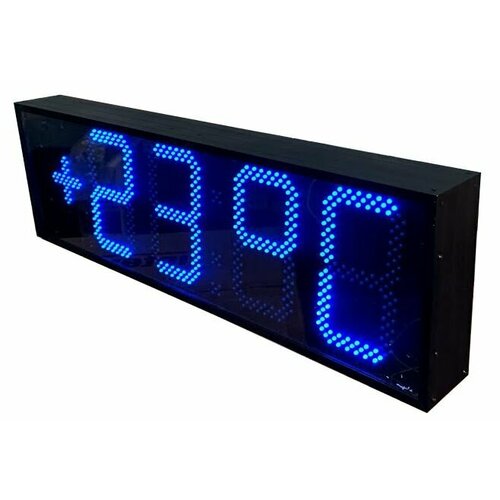 Часы электронные, настенные, уличные, с датчиком температуры синего свечения