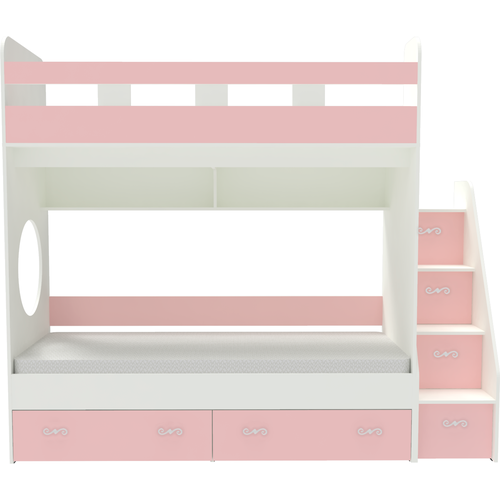 Двухъярусная кровать Юниор 1 Люкс 80x160 Белый Розовый