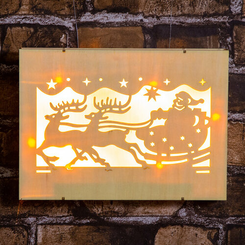 Edelman Картина со светодиодами "Упряжка Санты" с LED-огнями, 29*21 см, батарейка 372001