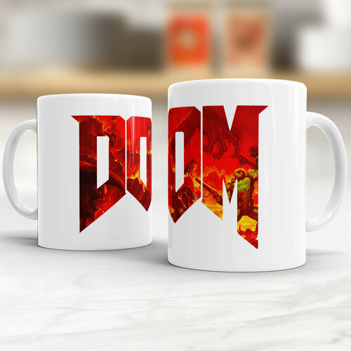 Кружка для чая и кофе с принтом Doom игра