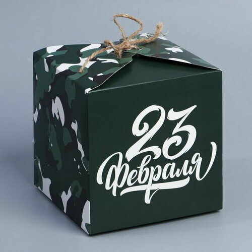 Коробка подарочная складная, упаковка, "23 февраля", 12 x 12 x 12 см