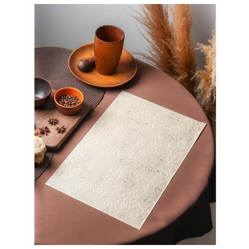 Салфетка ажурная для стола «Нежность. Витки», 45×30 см, цвет бежевый. В наборе 12шт.