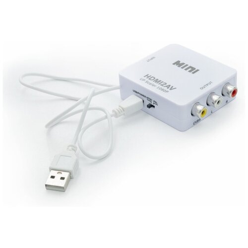 Переходник HDMI на AV HDMI-2AV CVBS, Конвертер mini тюльпан 3rca, PAL NTSC черный