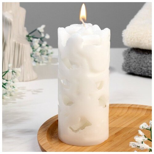 Богатство Аромата Свеча ароматическая декоративная "Ажурная", белый, 6х12 см, чистый хлопок