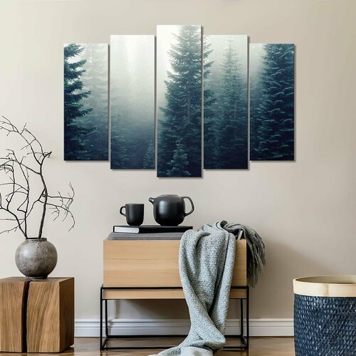 Модульная картина/Модульная картина на холсте/Модульная картина в подарок/серый лес-grey forest 150х100