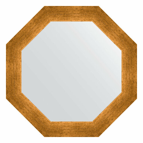 Зеркало настенное Octagon EVOFORM в багетной раме травленое золото, 50,4х50,4 см, для гостиной, прихожей, кабинета, спальни и ванной комнаты, BY 3700
