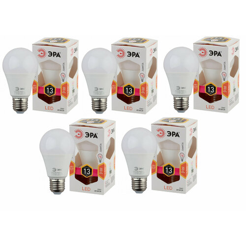 Лампа светодиодная LED А60-13W-827-E27 (комплект 5 шт.) (диод, груша, 13Вт, тепл, E27)