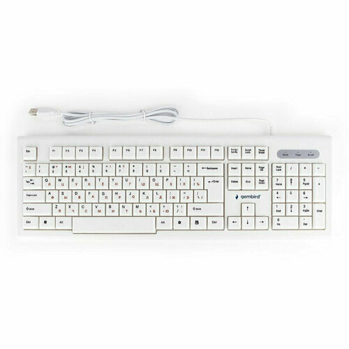 Клавиатура Gembird KB-8354U, USB, белая, 104 клавиши, кабель 1,45м, 1814714