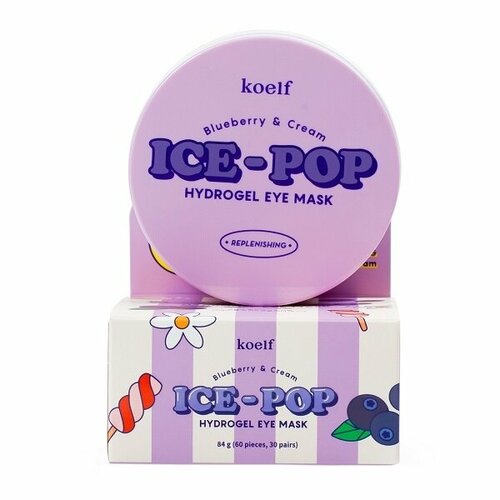 Гидрогелевые патчи для глаз с экстрактом голубики и ванили Koelf ICE - POP Hydrogel Eye Mask - Blueberry & Cream, 60 шт