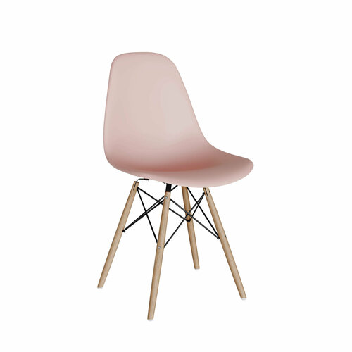 Стул для кухни со спинкой СтулБержи EAMES DSW, деревянные ножки, чайная роза, пластиковый