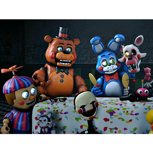 Плакат, постер на холсте Five Nights at Freddy s/фнаф/игровые/игра/компьютерные герои персонажи. Размер 42 х 60 см