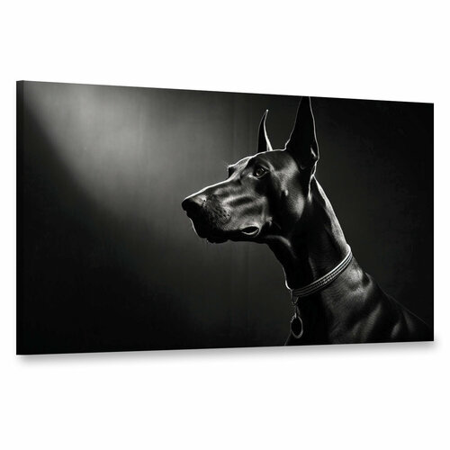 Интерьерная картина 100х60 "Доберман: сердце во тьме"