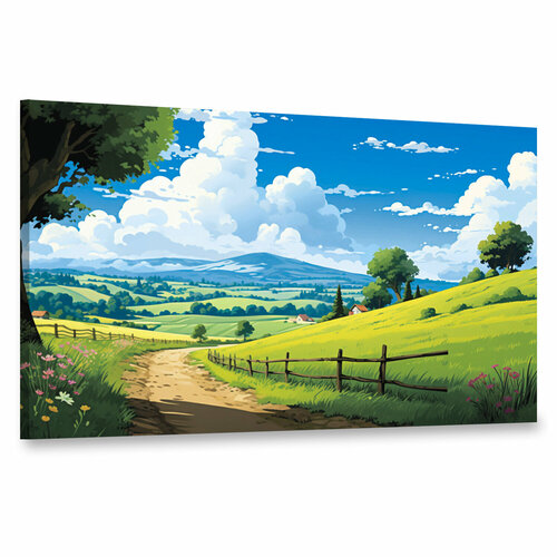 Интерьерная картина 100х60 "Пейзаж с сельской дорогой"