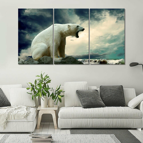 Модульная картина/Модульная картина на холсте/Модульная картина в подарок/ Гигантский белый медведь - Giant polar bear 90х50