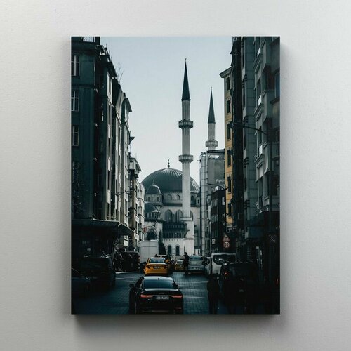 Интерьерная картина на холсте "Вид на мечеть Таксим с улицы в Стамбуле" размер 30x40 см
