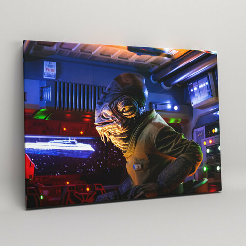Картина на холсте (интерьерный постер) "Инопланетянин - Звездные войны", с деревянным подрамником, размер 60x45 см