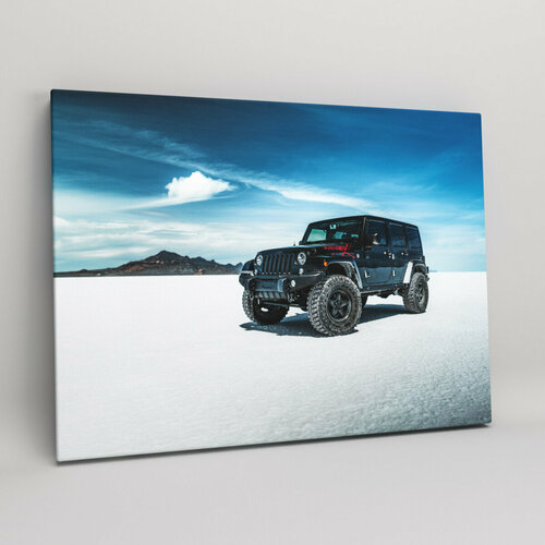Картина на холсте (интерьерный постер) "Машины - джип" с деревянным подрамником, размер 60х45 см