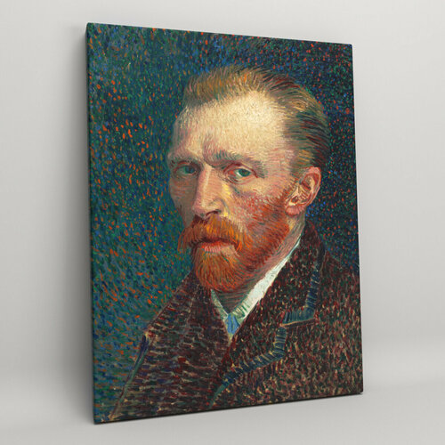 Картина на холсте, репродукция "Автопортрет Винсент Ван Гог", с деревянным подрамником, размер 45x60 см