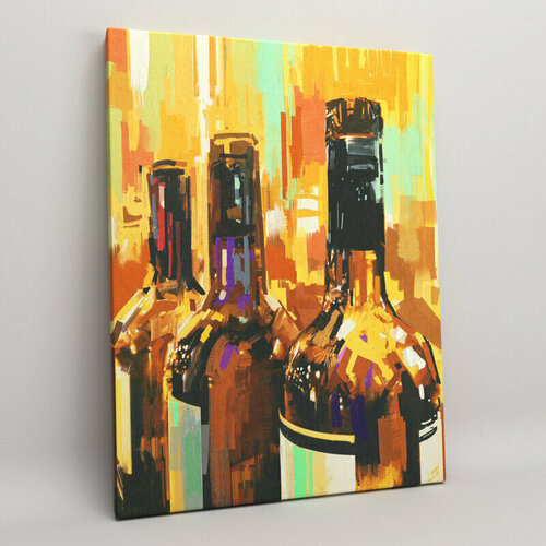 Картина на холсте (интерьерный постер) "Иллюстрация бутылки вина", с деревянным подрамником, размер 22x30 см