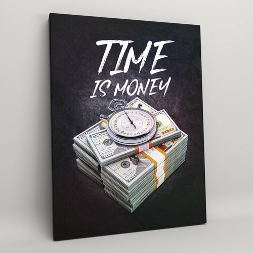 Картина на холсте (интерьерный постер) "Время деньги №2", с деревянным подрамником, размер 45x60 см
