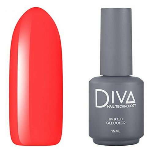 Гель-лак для ногтей Diva Nail Technology плотный, яркий, насыщенный, оранжевый, 15 мл