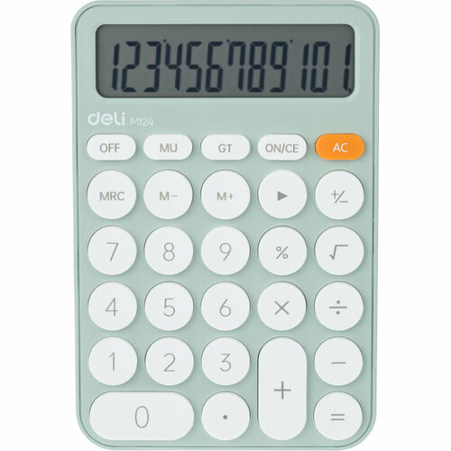 Калькулятор настольный компакт Deli EM124, 12-р, батар. 158х105мм, зеленый 1691741