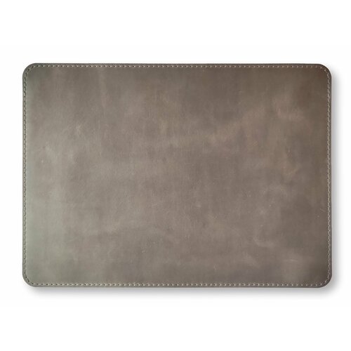 Кожаный чехол для Macbook Pro 14. Горизонтальный. Серый "Shark"