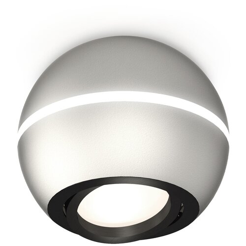 Накладной поворотный светильник XS1103010 SSL/PBK серебро песок/черный полированный MR16 GU5.3 LED 3W 4200K (C1103, N7002)