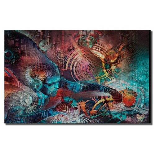 Картина интерьерная на рельефной доске, рисунок эзотерика души тела космоса провидения таинств йога - 7894 Г