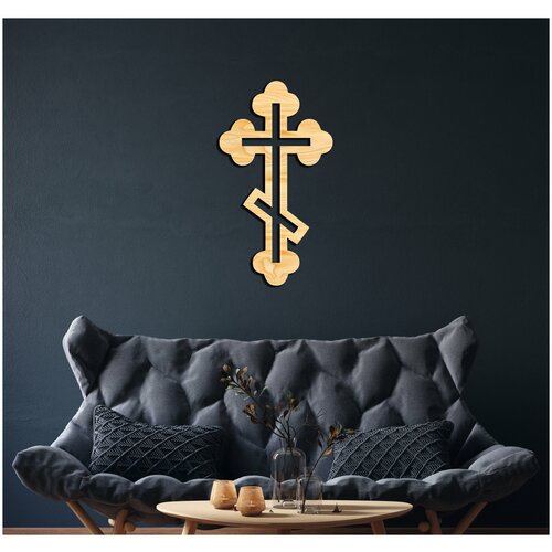 Декор на стену "Православный крест", декорация настенная, панно из дерева (Христианство, крестик)