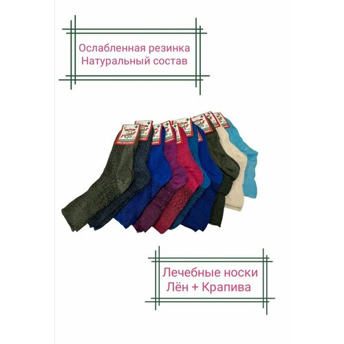 Носки Белорусский лён, 10 пар, размер 25, серый, зеленый, черный, бежевый, бордовый