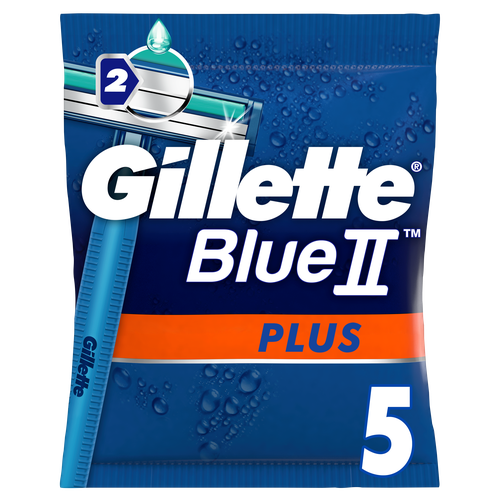 Gillette Одноразовые Мужские Бритвы Blue2 Plus, с 2 лезвиями,  5, фиксированная головка