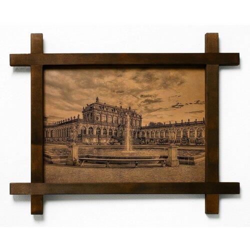 Картина Хоэншвангау, Дрезден, Германия, гравировка на натуральной коже в деревянной раме, подарок, BoomGift