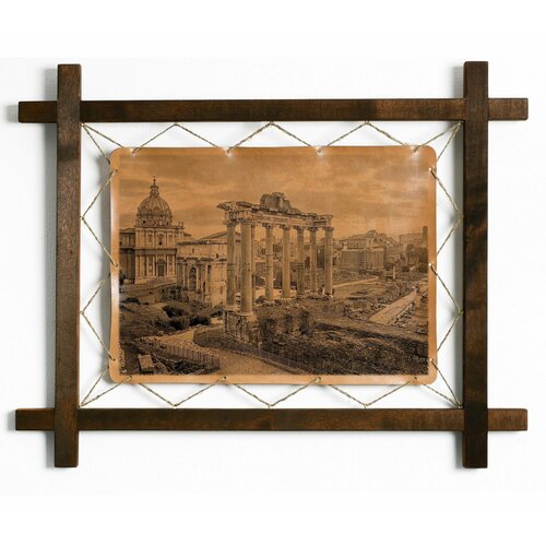 Картина Римский форум, Италия, интерьерная для украшения и декора на стену в деревянной раме, подарок, натуральная кожа, BoomGift