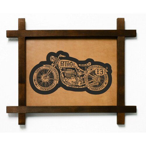 Картина "Мотоцикл", подарок, натуральная кожа, BoomGift