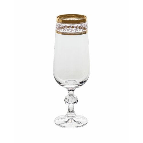 Бокал для шампанского "STERNA", Декор "Панто, 2 отводки золото", 180 мл (набор 6 шт.)