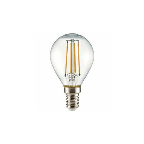 Светодиодная LED лампа Ecola шар G45 E14 6W 2700K 2K празрачная 78x45 филамент (нитевидная), 360° Premium N4PW60ELC (упаковка 12 штук)