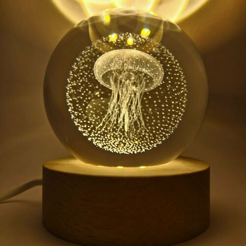 Ночник "Стеклянный шар Медуза"3D