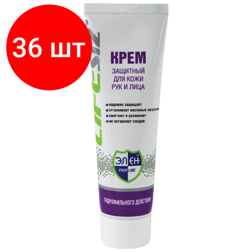 Комплект 36 шт, Крем защитный, 100 мл, элен, гидрофильный, от масел, красок, смазок, извести, цемента