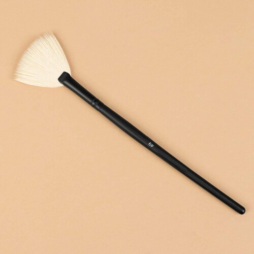 Кисть для макияжа «Premium Brush», веерная, в чехле, 20 см, цвет чёрный