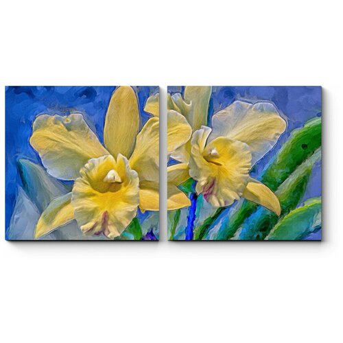 Модульная картина Нежные желтые орхидеи 60x30