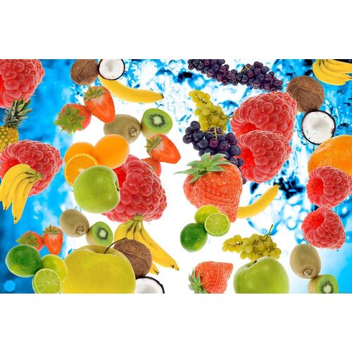 Яблоко, апельсин, банан, фрукты картина постер 20 на 30 см, шнур-подвес в подарок