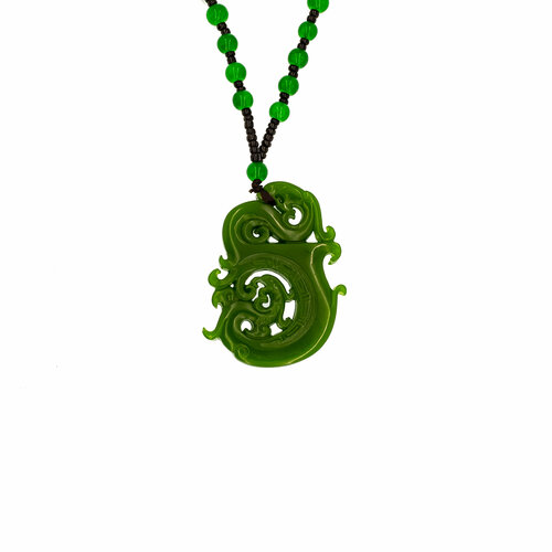 Колье LS Кулон Дракон из зеленого нефрита, зеленый