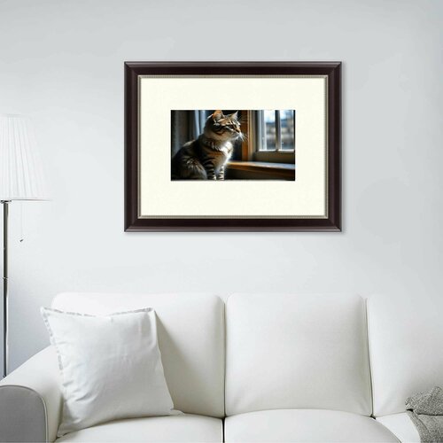 Постер "Кот возле окна" Cool Eshe из коллекции "Интерьеры на любой вкус", А4 (29,7 х 21 см)
