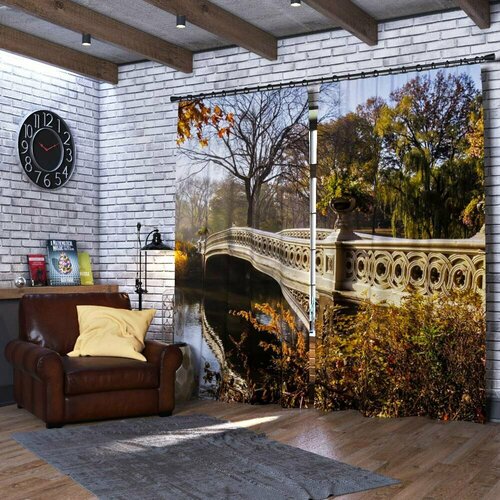 Фотошторы Чугунный мост в центральной парке. Нью-Йорк Ш150xВ300 см. 2шт. Блэкаут на тесьме