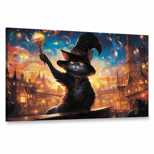 Интерьерная картина 100х60 "Кот и его магия"